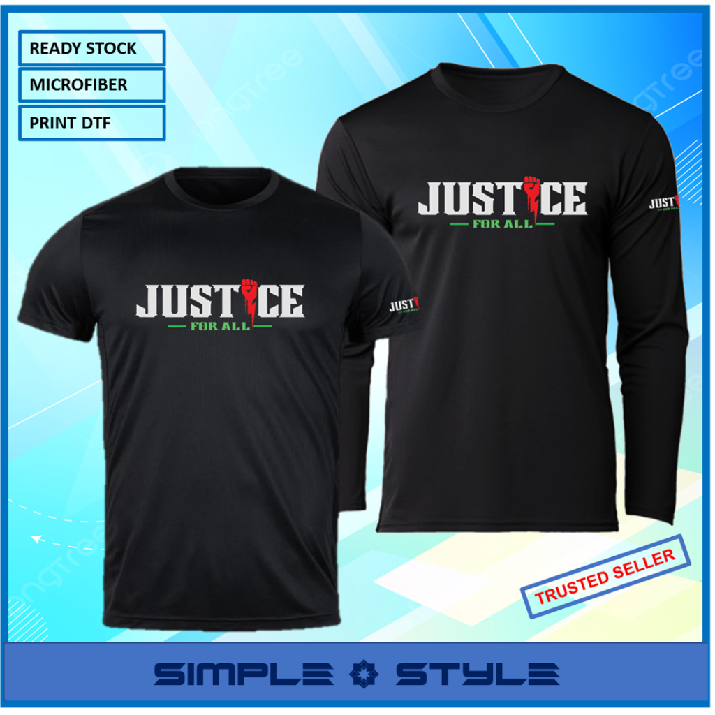 Baju Microfiber JU5T1CE (WHITE DESIGN) Tshirt Murah Lelaki Dan ...