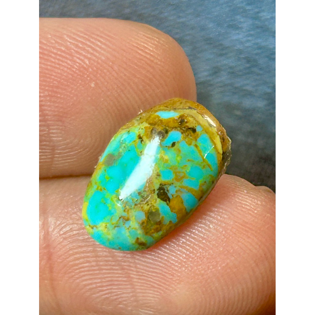 Permata Firus Nesyabur Iran Asli biru Muda Urat Emas (15mm x 10mm ...