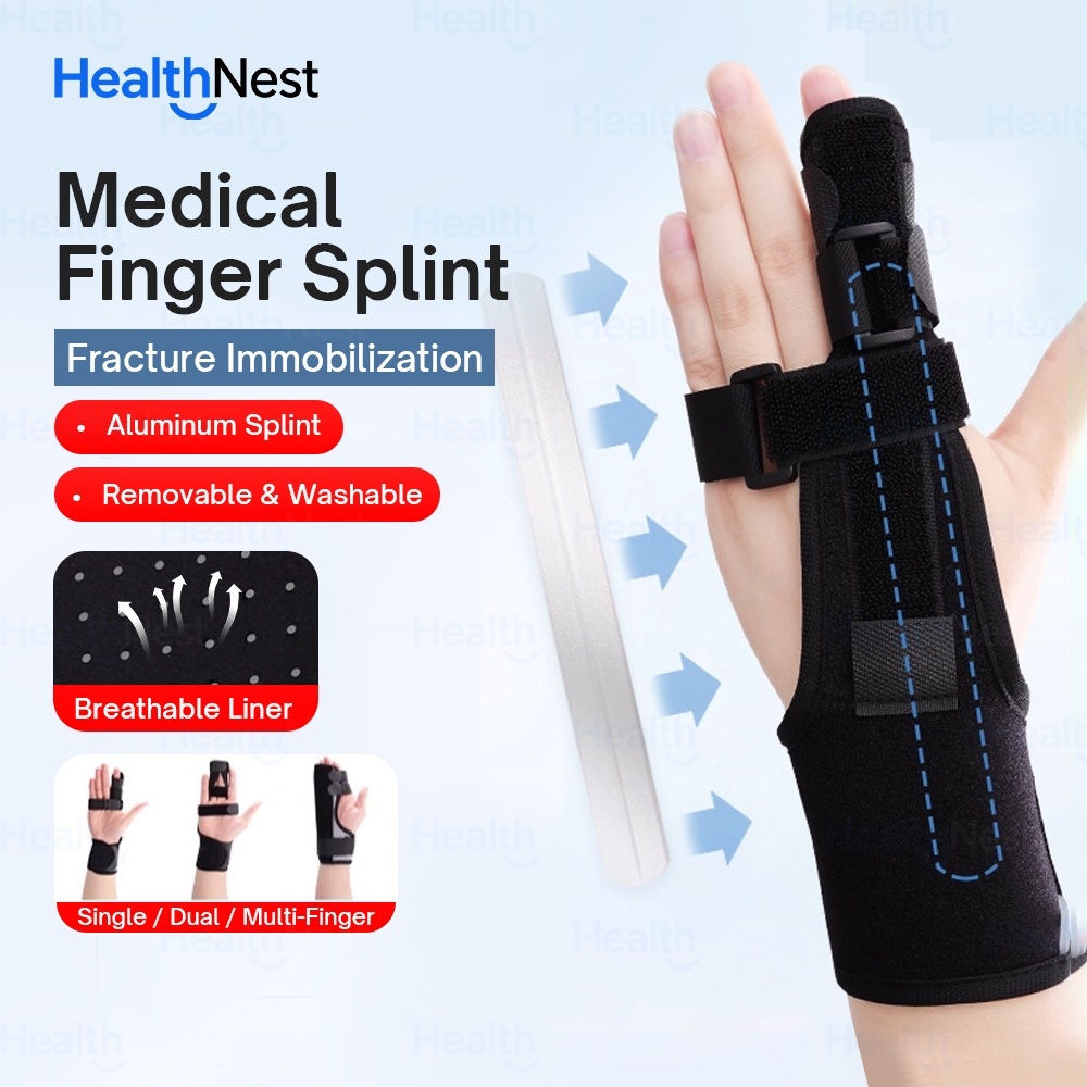 Medical Finger Splint Adjustable Breathable Support for Broken Sprained ...