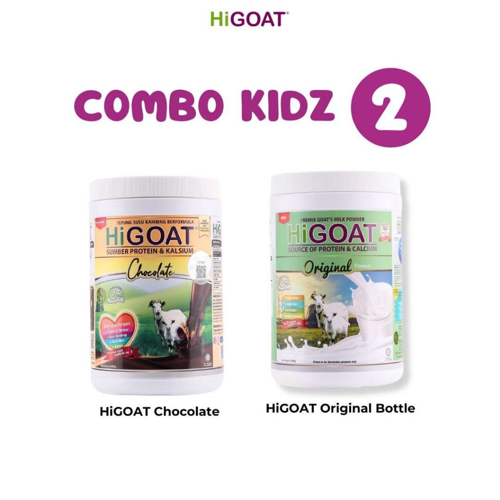 HiGOAT Powdered Milk Kombo Kidz 2 (1 Higoat Original Botol + 1 Higoat ...
