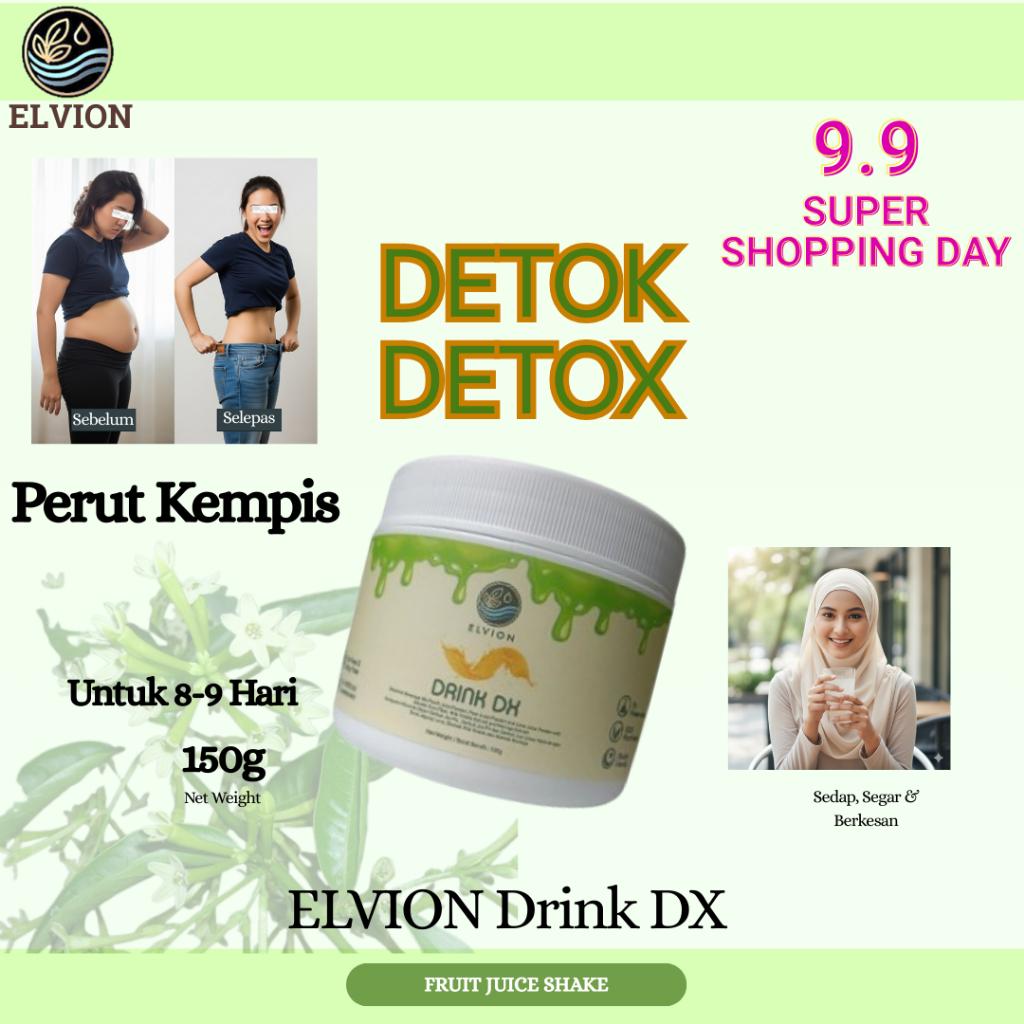 💯 ORIGINAL ELVION Drink DX | Minuman Detox & Kurus 🔥 Slimming & Detox ...