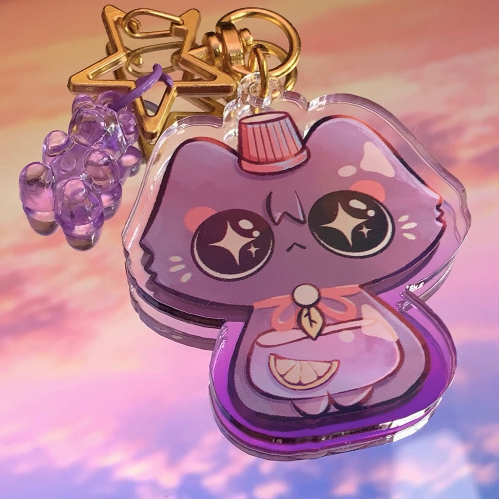 Scaramouche keychain Genshin Impact fan made merchandise cute cat ...