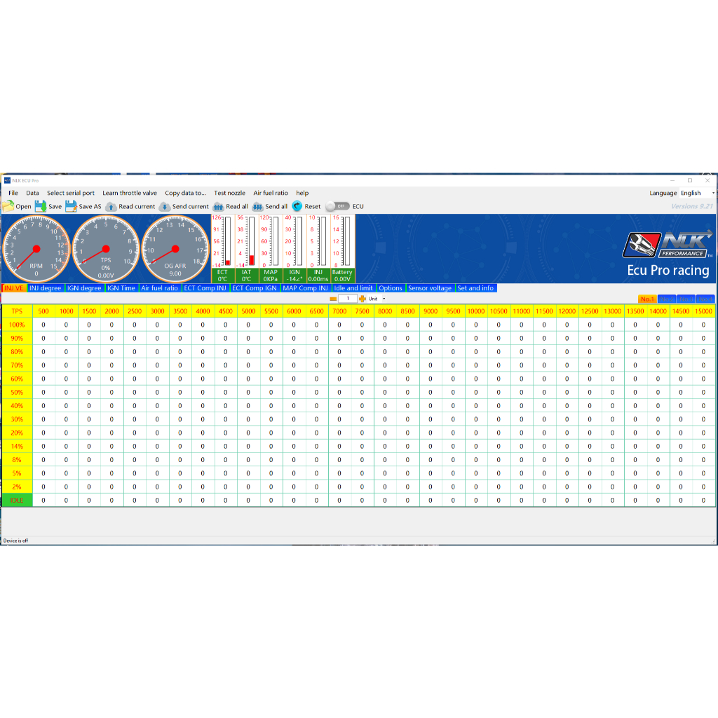 NLK ECU CDI DYNO Tuning Software Y15ZR Y16ZR LC135 RS150 RSX150 VF3i ...