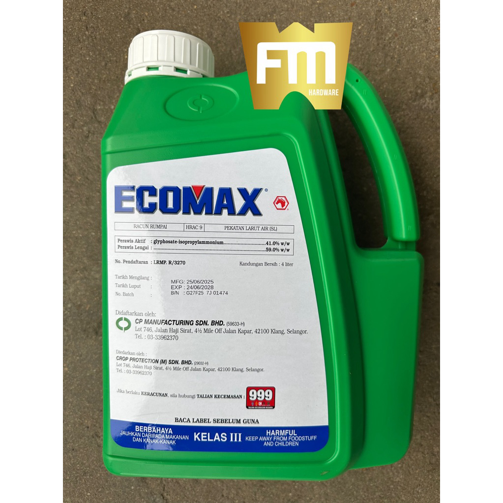 ECOMAX 4L 100% ORIGINAL Glyphosate 41%(Herbicide / Racun rumput ...