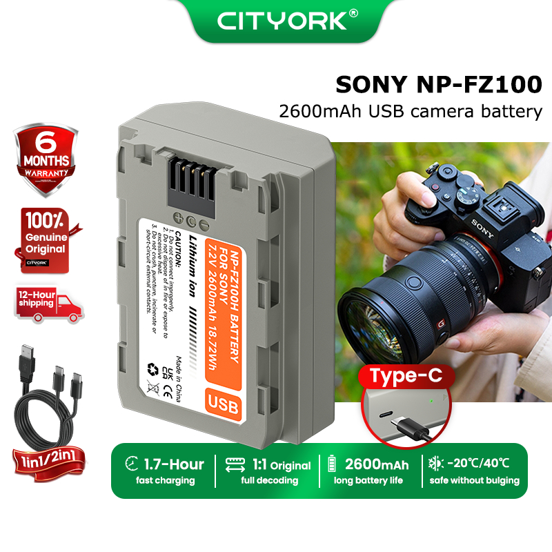 CITYORK NP-FZ100 2600mAh Sony USB Camera Battery For ZVE1 A6600 A7600 ...