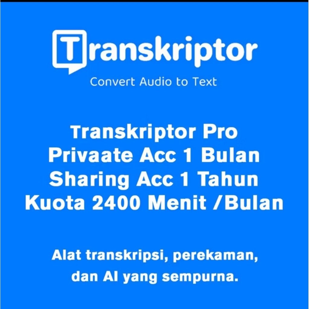 Transkriptor Pro | AI Transcription (2,400 mins/month) | Shopee Malaysia