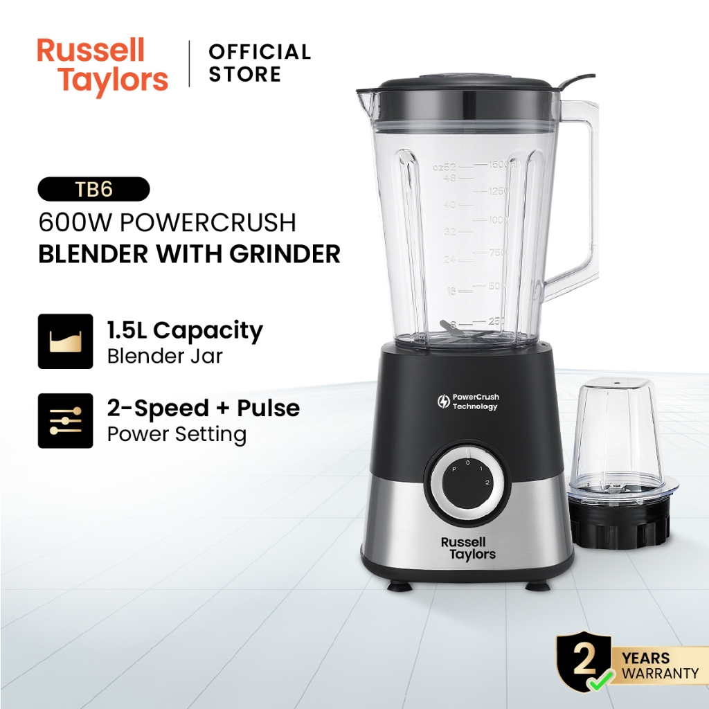 Russell Taylors PowerCrush Blender 1.5L Plastic Jug with Grinder 600W ...