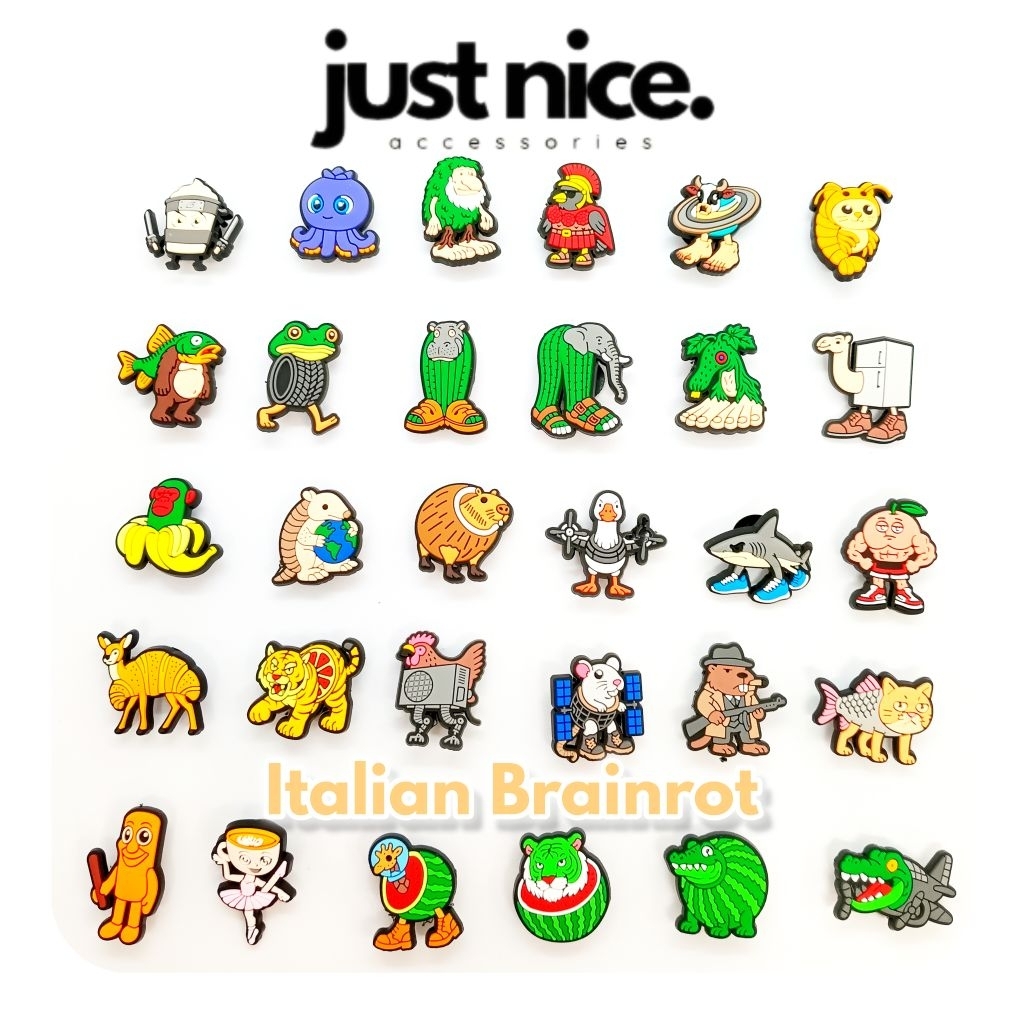 🇲🇾 Just Nice CharmPop 🦈👟🐱🐟🐊💣 Italian Brainrot Funny cartoon Shoe Pin ...