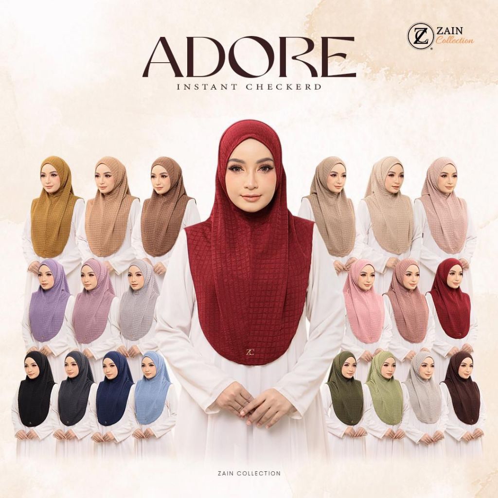 Tudung Instant Adore Checkered Zain Collection ( M/L ) | Shopee Malaysia