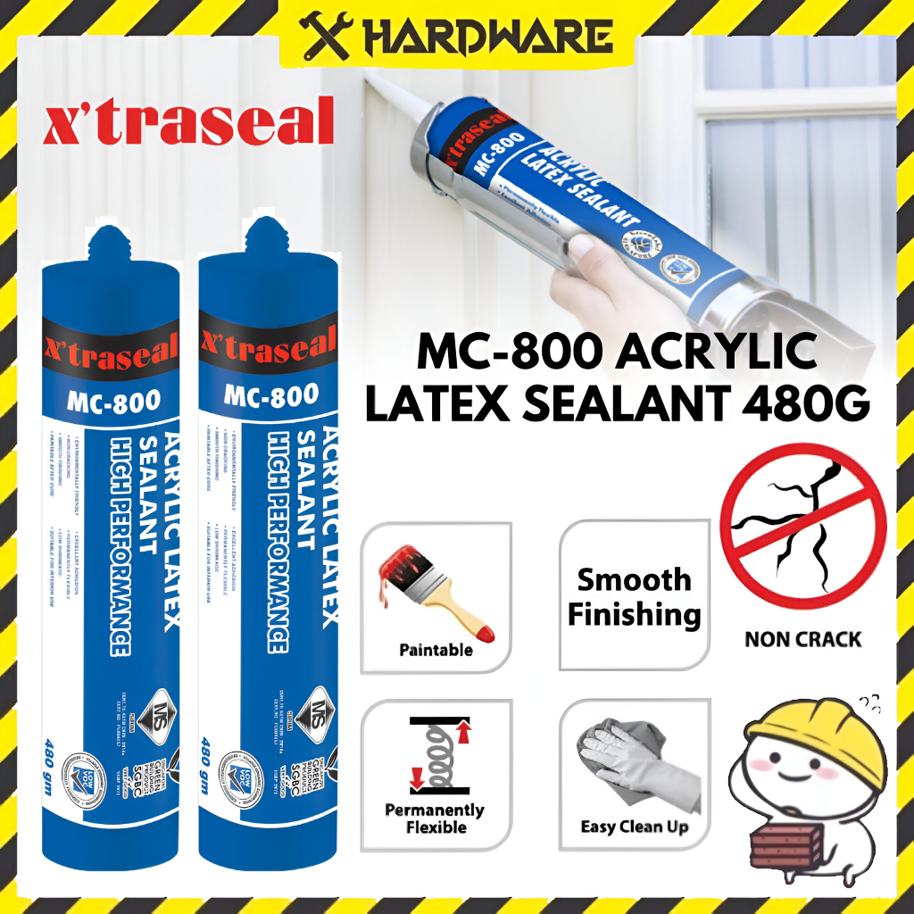 X'TRASEAL MC-800 ACRYLIC LATEX SEALANT 480G/SILICONE/X'TRASEAL SILICONE ...