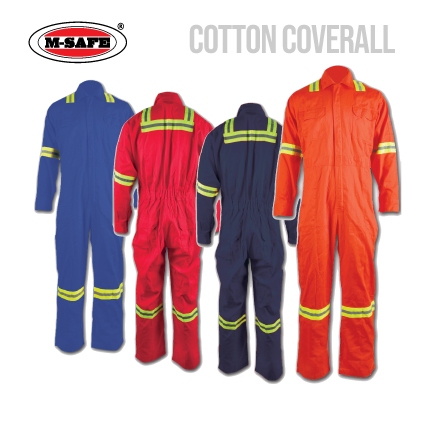 M-SAFE 100% COTTON COVERALL C/W REFLECTOR / SAFETY COVERALL | Shopee ...