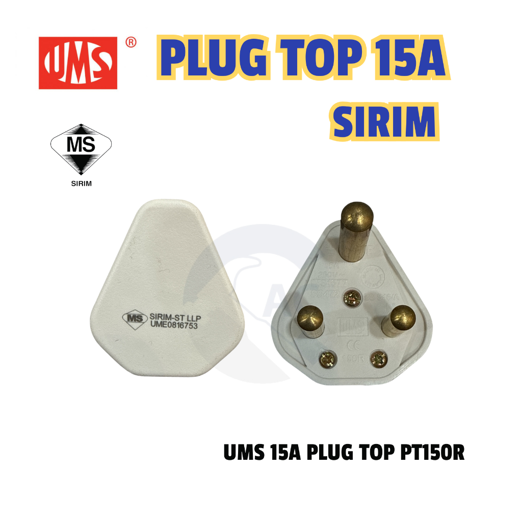 UMS 15A PLUG TOP PT150R SIRIM APPROVED | AIRCOND PLUG | 15A PLUG | 3 PIN | Shopee Malaysia