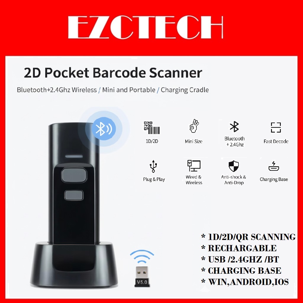 FLAGSHIP POCKET MINI WIRELESS BLUETOOTH SCANNER MOBILE BARCODE QR ...