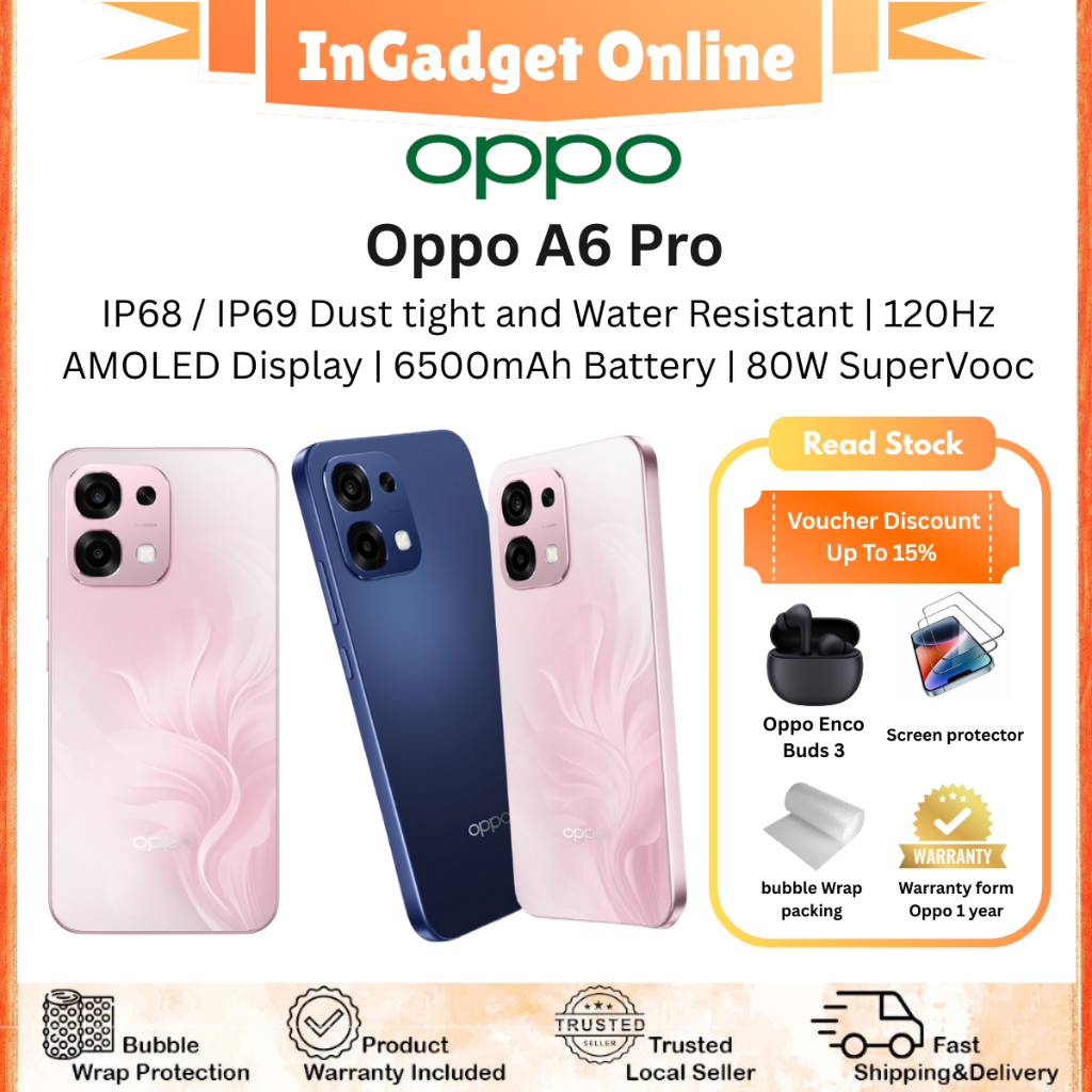 Oppo A6 Pro 5G | IP68 / IP69 Water and Dust Resistance | 120Hz AMOLED Display | Original Set ...