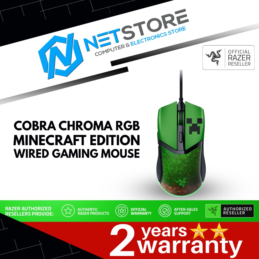 RAZER COBRA CHROMA RGB MINECRAFT EDITION WIRED GAMING MOUSE - RZ01 ...