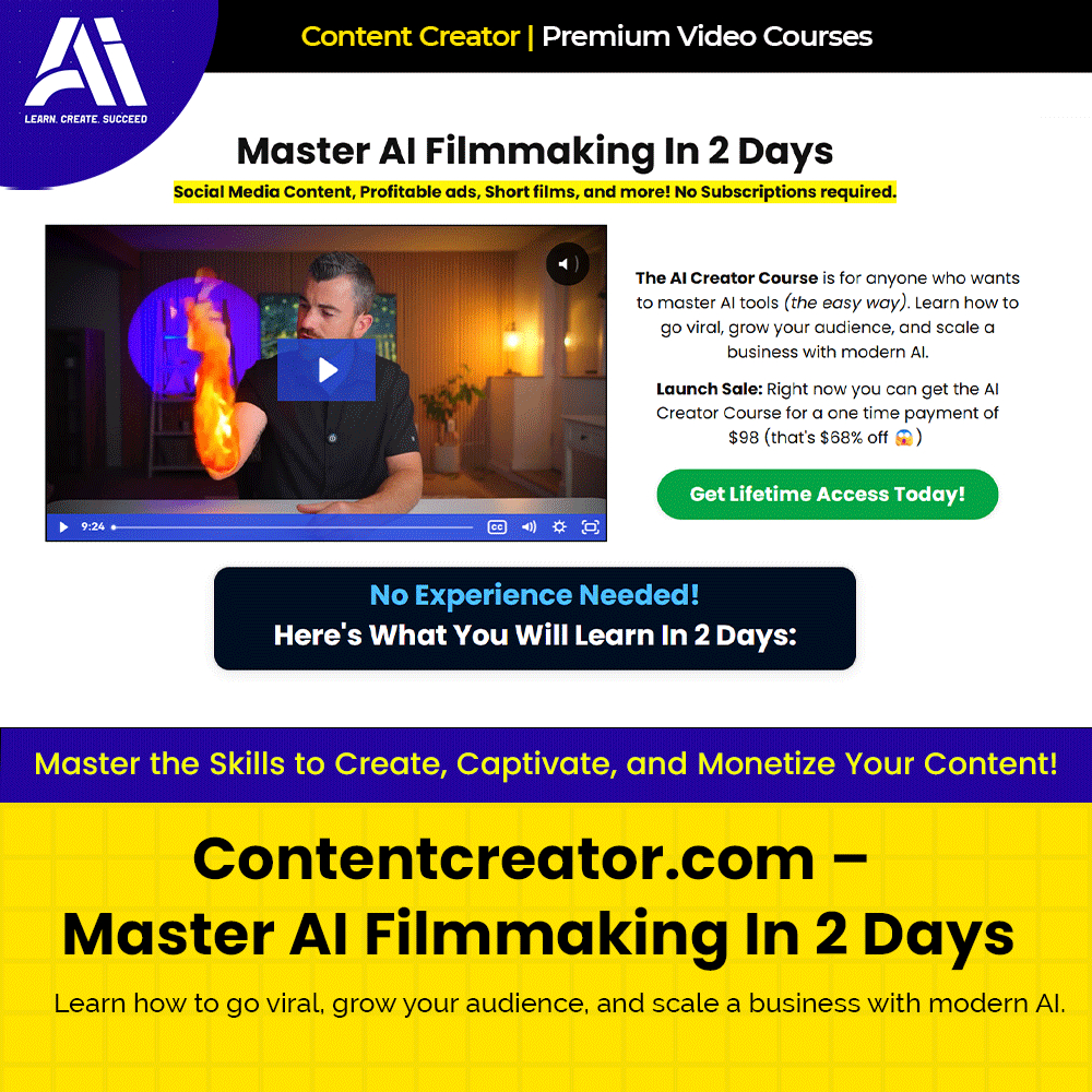 Make Ai Video- Content creator – Master AI Filmmaking In 2 Days | Ai ...