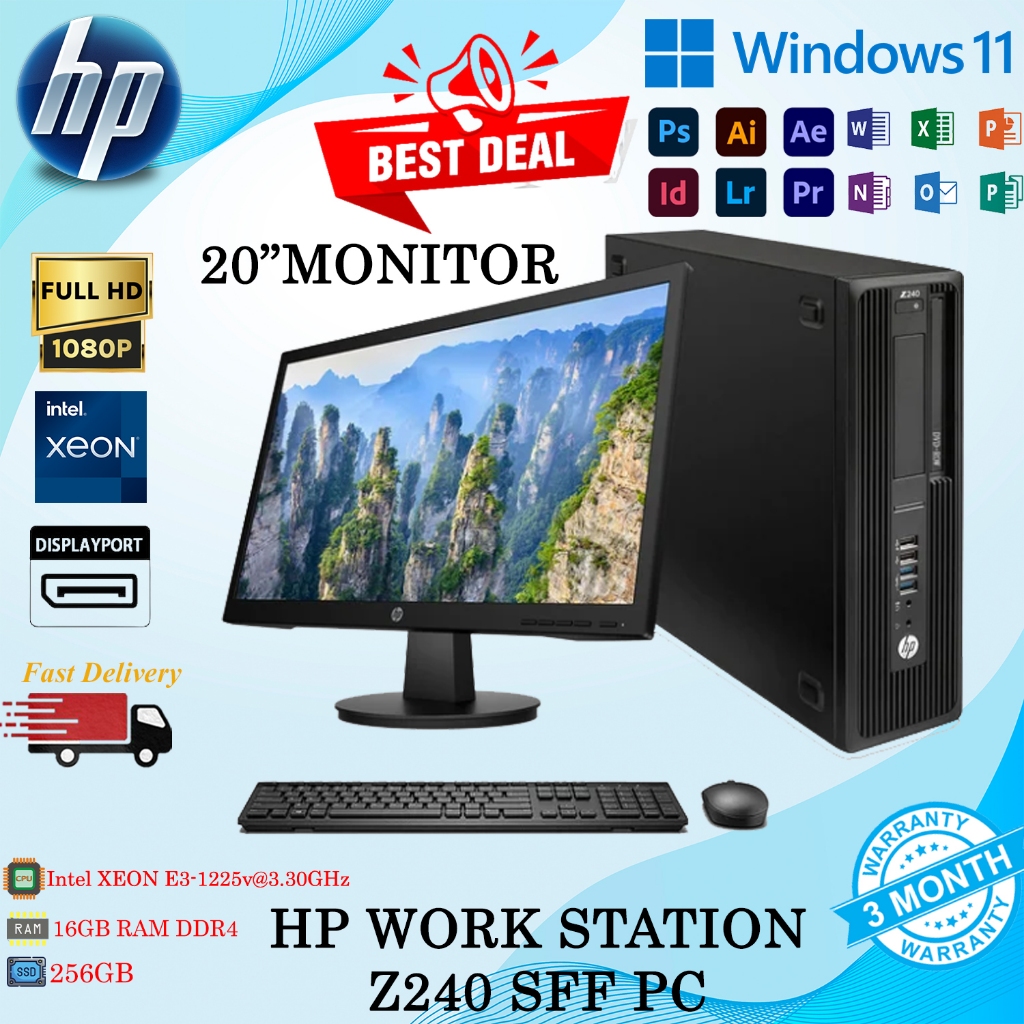 HP Z240 WORKSTATION PC DESKTOP INTEL XEON 6TH GENERATION SKYLAKE 16GB ...