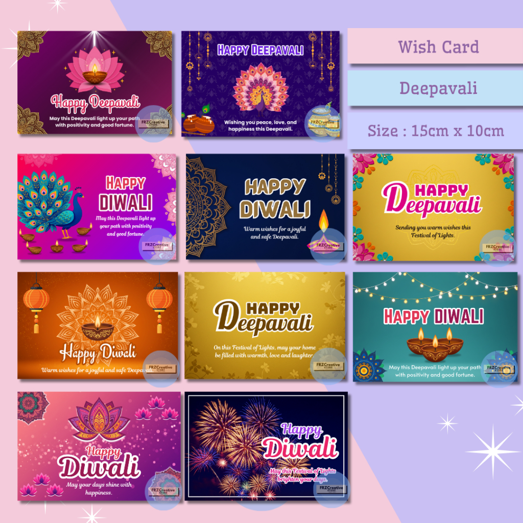 3 pcs GREETING CARD DEEPAVALI WISH CARD DIWALI With Envelope | Shopee ...