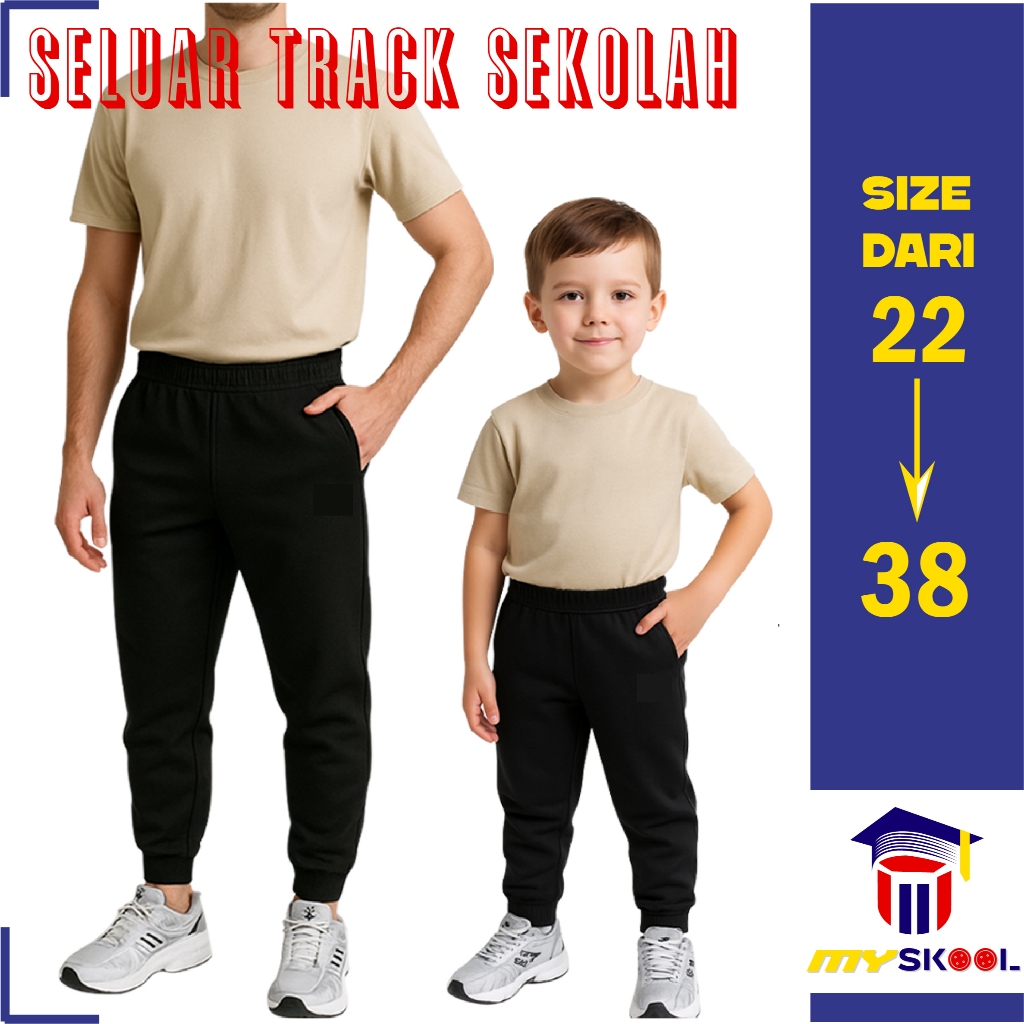 Seluar Track Sekolah Hitam Plain | Unisex Plus Size Black Tracksuit ...