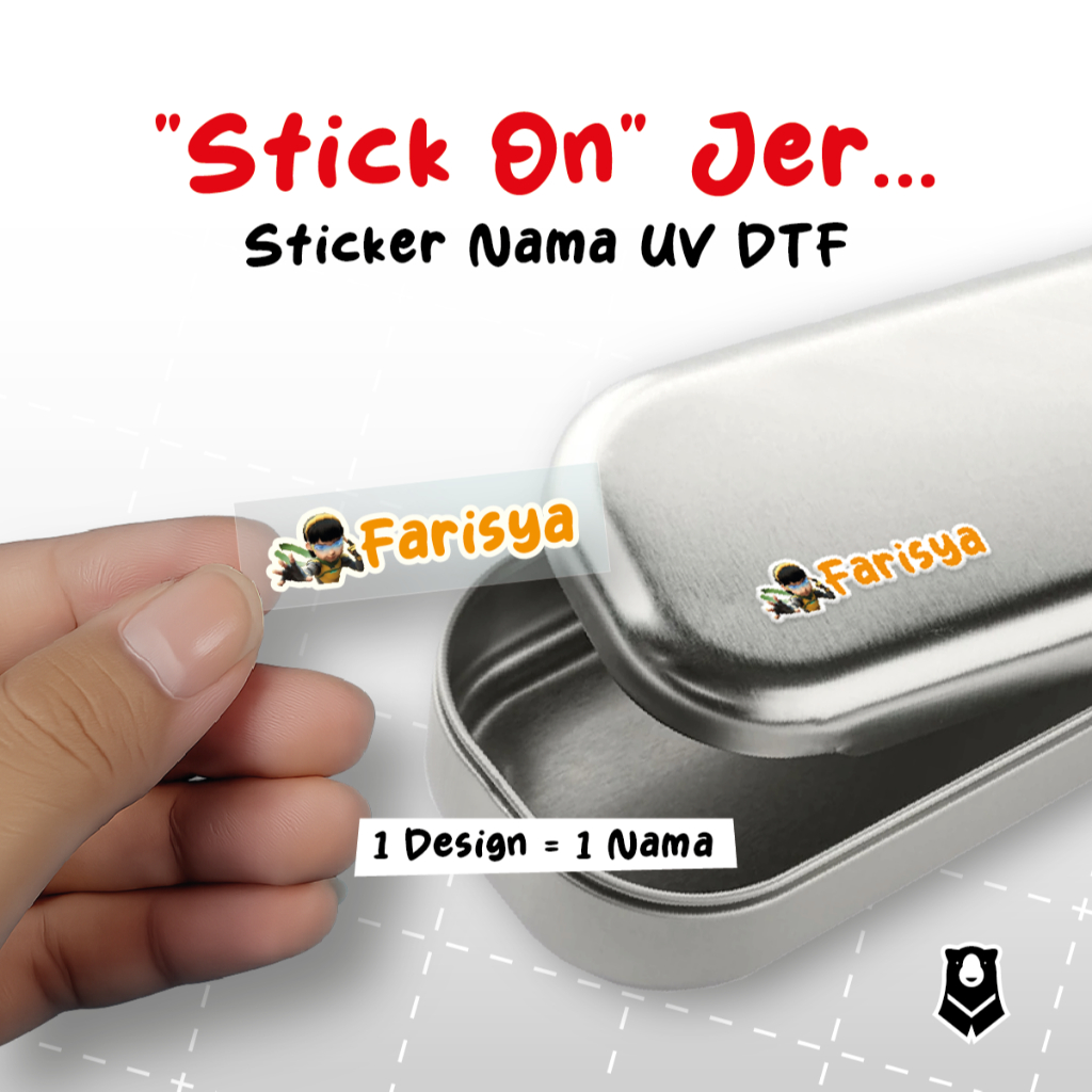 Sticker UV DTF Nama Custom | Waterproof Laptop, Buku, Botol Air, Kasut ...