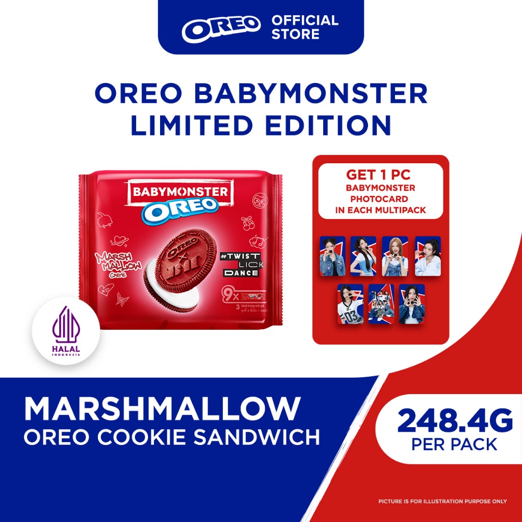 OREO BABYMONSTER Red Sandwich Cookies with Marshmallow Flavored Crème 248.4g (x1/x2/x) | Shopee ...