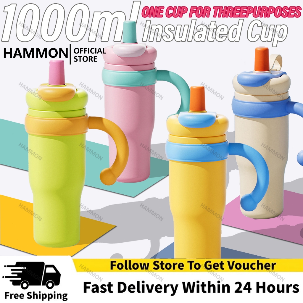 1000ML Thermos Cup Large Capacity Ice Cup Vacuum Cup Ceramic Liner ...