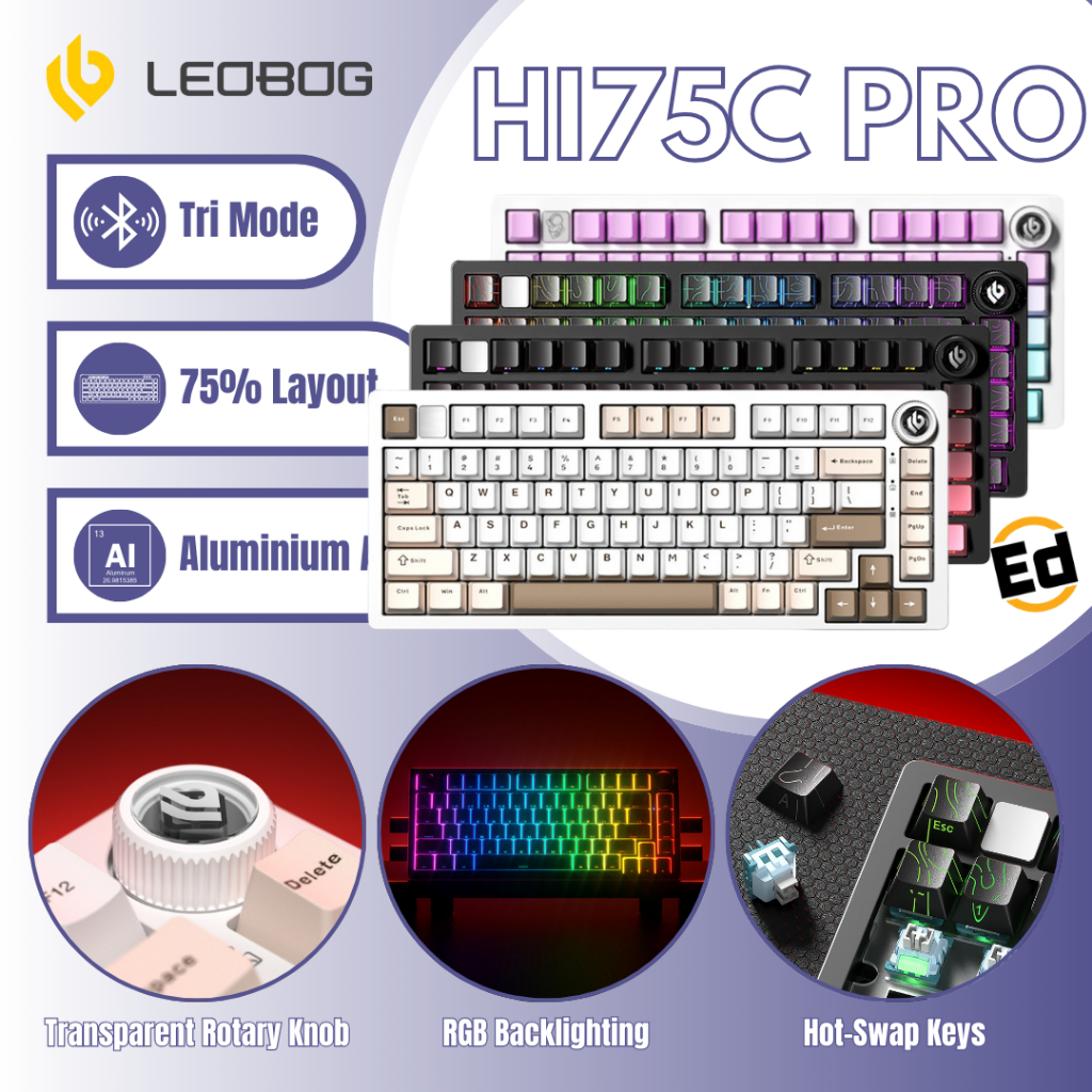 Leobog Hi75C Pro Tri Mode Mechanical Gaming Keyboard 75% Layout 81 Keys ...
