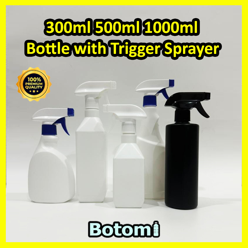 300ml 500ml 1000ml 1L Plastic Bottle with Trigger Sprayer Head 1 lit ...