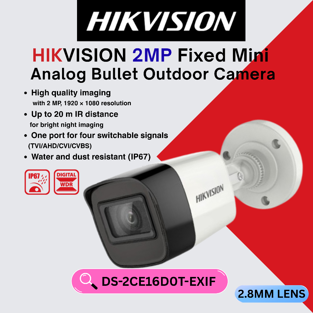 HIKVISION CCTV Bullet DS-2CE16D0T-EXIF 2MP CCTV Camera |1080P | EXIR ...