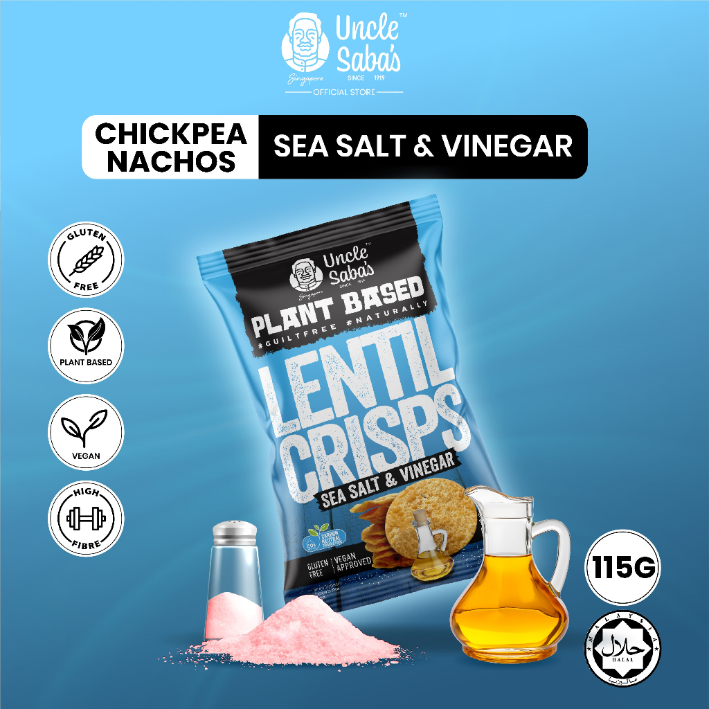 Uncle Saba's Plant-Based Lentil Crisps 115g - Sea Salt & Vinegar ...