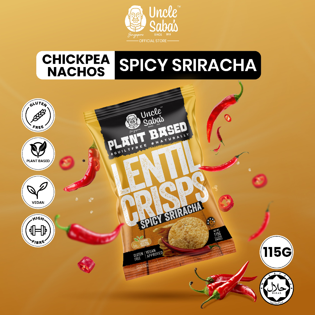 Uncle Saba's Plant-Based Lentil Crisps 115g - Spicy Sriracha | Shopee Malaysia