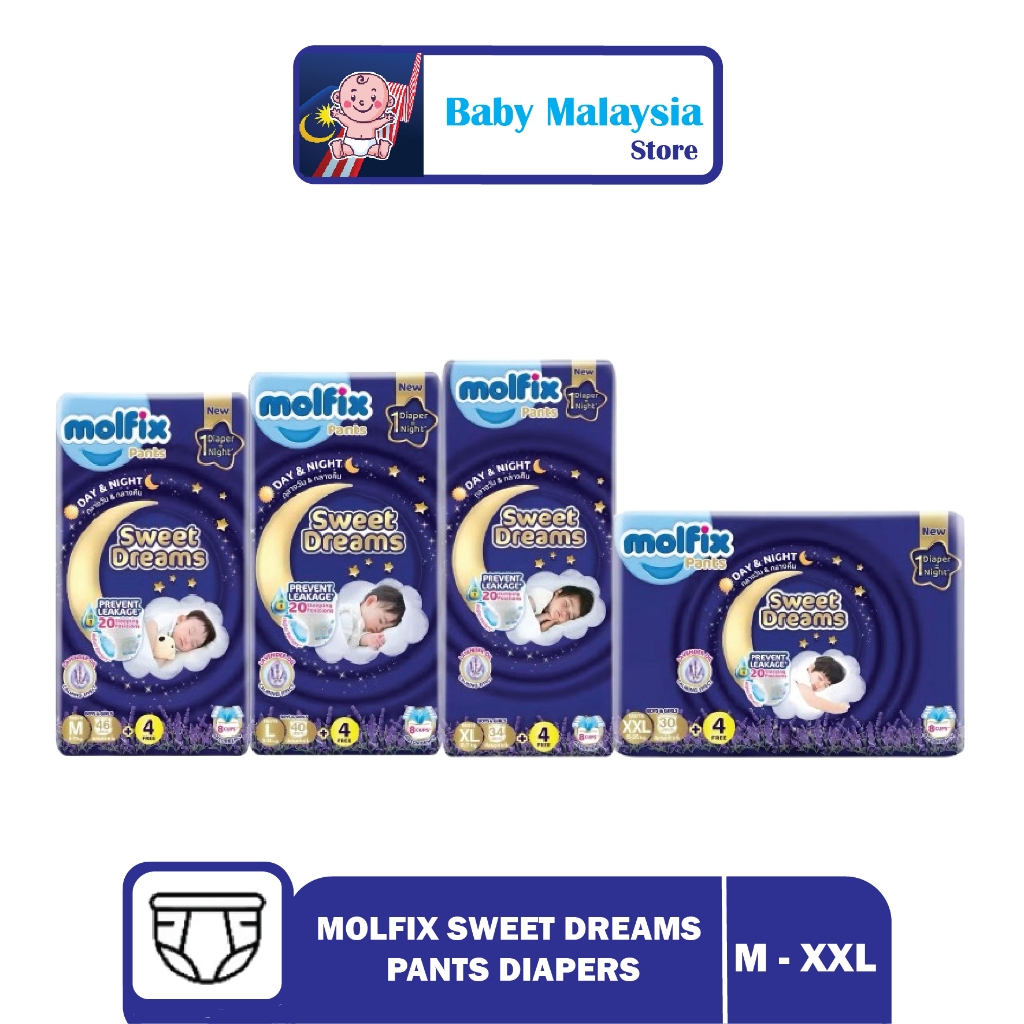 MOLFIX SWEET DREAMS PANTS DIAPERS (M-XXL) | Shopee Malaysia