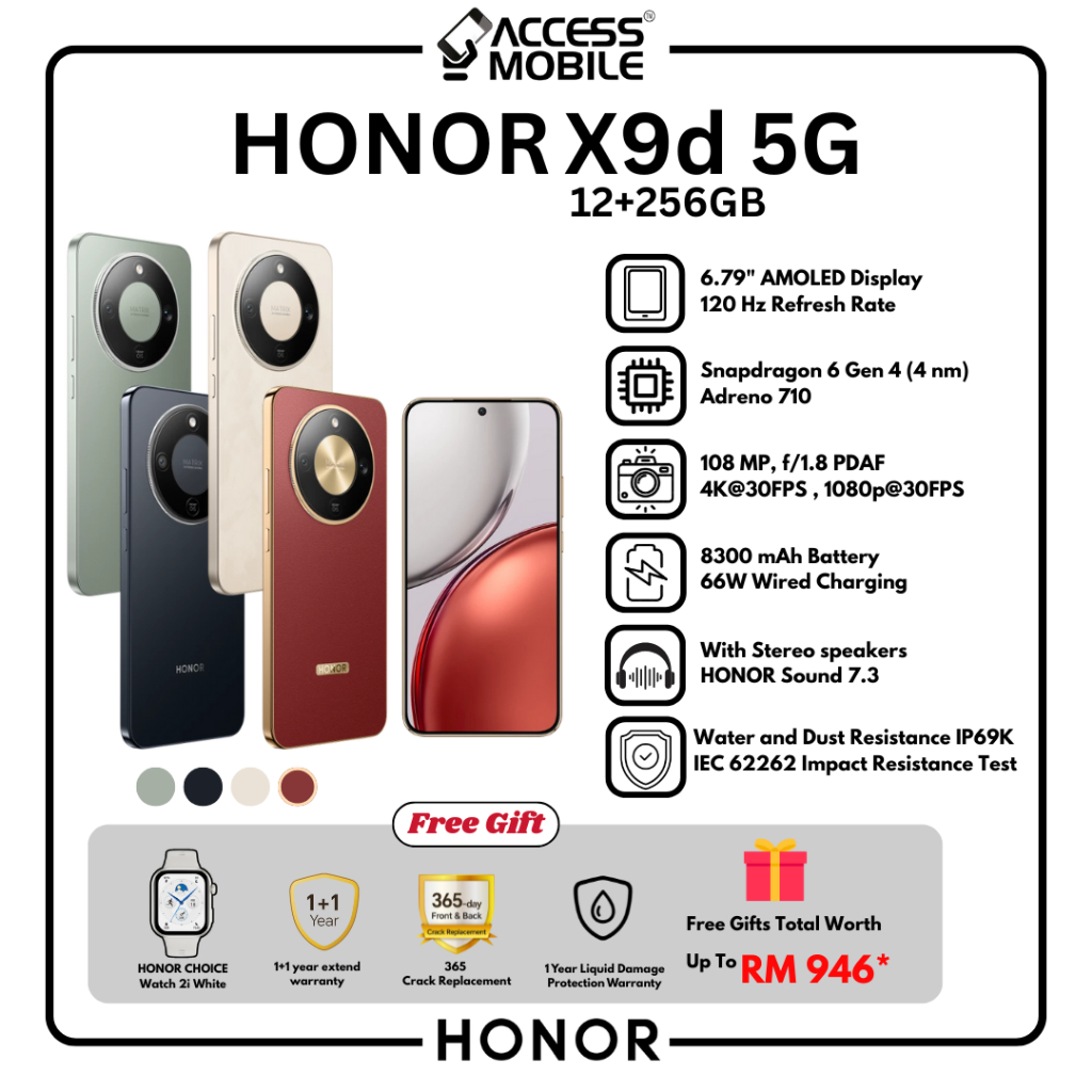 [ NEW ]HONOR X9d 12+256/512GB | Strongest Drop-resistant | IP69K Water ...