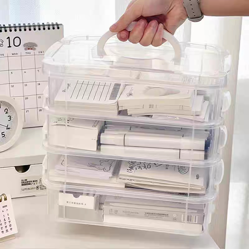 Hardware Storage Box Organizer Desk Office Multi Layer Transparent ...