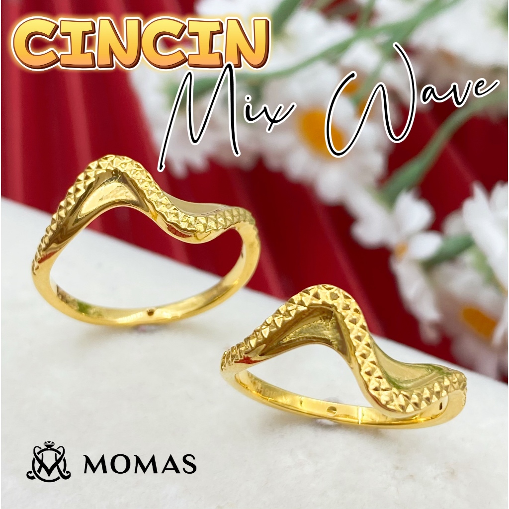 Cincin Mix Wave Emas 916 Original Cincin Emas 916 Tulen Cincin Bajet ...
