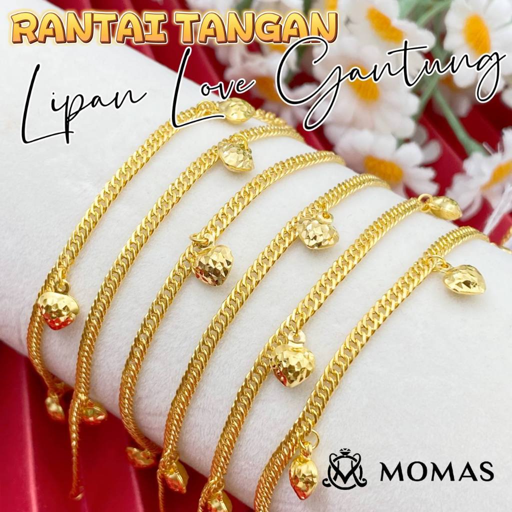 Rantai Tangan Lipan Gantung Love Emas 916 Original Gelang Emas Emas 916 ...