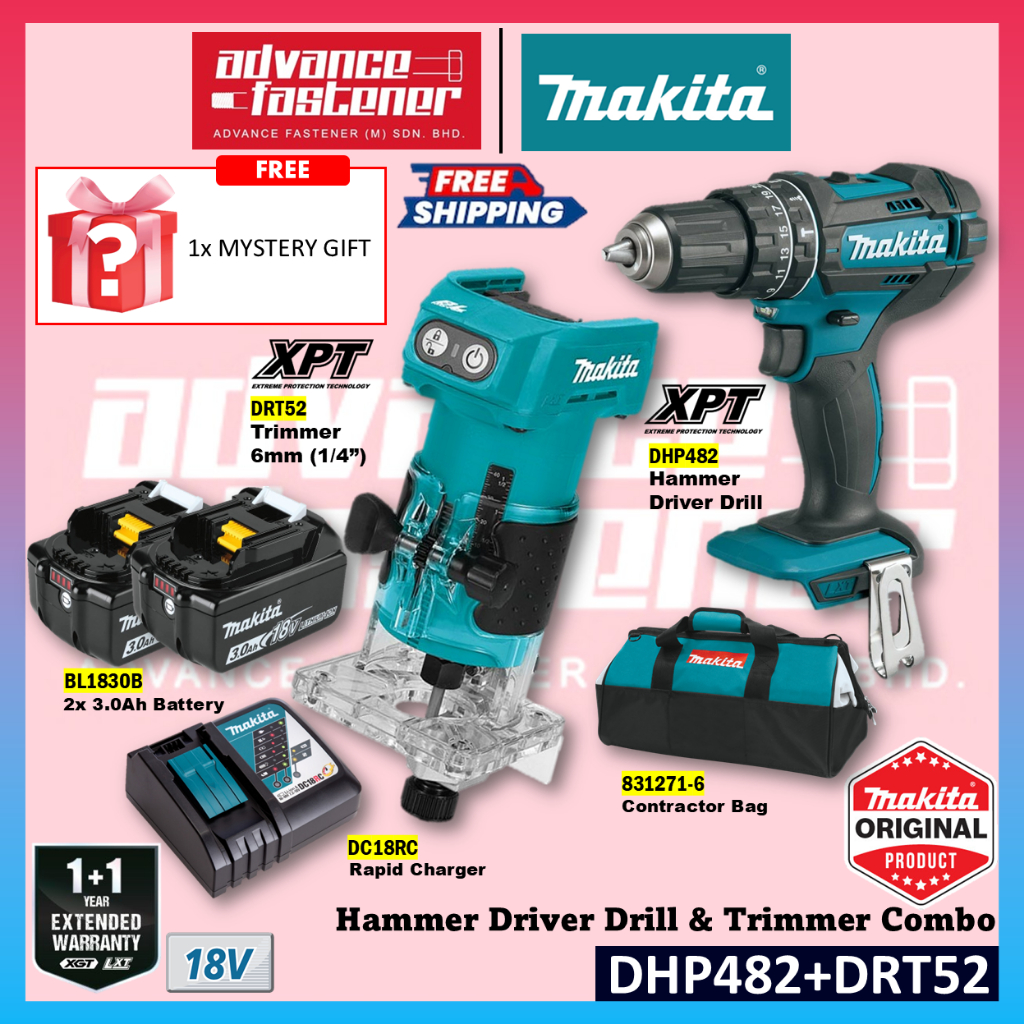 Makita 18V LXT Cordless Combo ( DHP482 Hammer Driver Drill / DRT52 ...