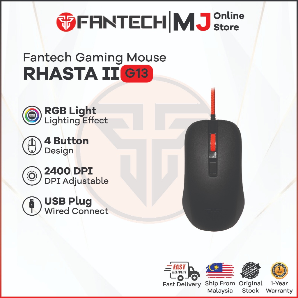 Fantech G13 RHASTA II Pro Gaming Mouse RGB Lighting Effect Wired Gaming ...