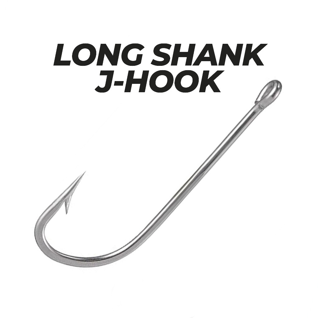 10pcs Long Shank J-Hook Fishing Tackle Mata Kail Panjang Pancing ...