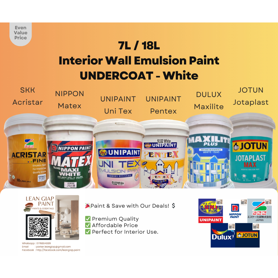 7L / 18L Cat Interior Undercoat Putih - UNIPAINT, NIPPON Matex, SKK ...