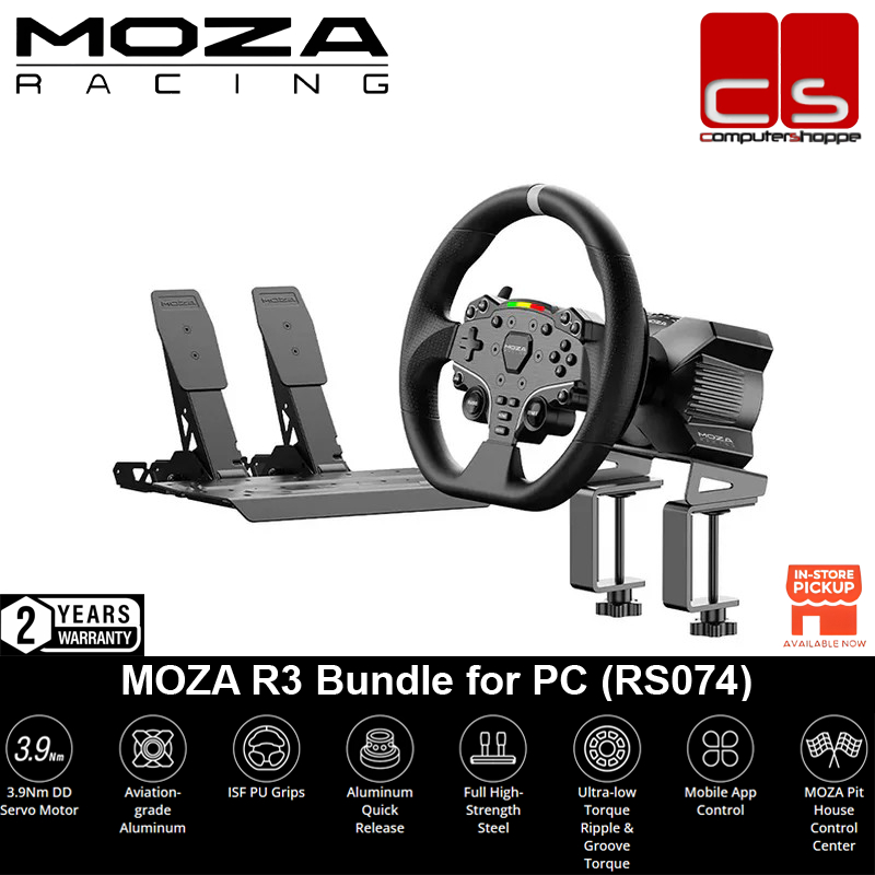 MOZA R3 RACING SIMULATOR BUNDLE /R3 BASE+ES WHEEL+SR-P+LITE 2 PEDALS ...