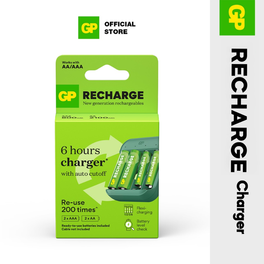 GP Recharge B423 USB-C Charger with AA 2100mAh 2s + AAA 800 mAh 2s ...