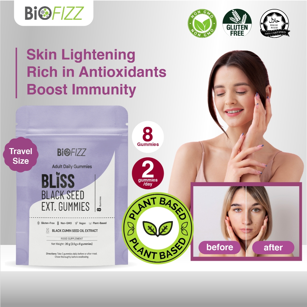 BIOFIZZ Halal Bliss Black Seed Gummy Boost Immunity Skin Lightening ...