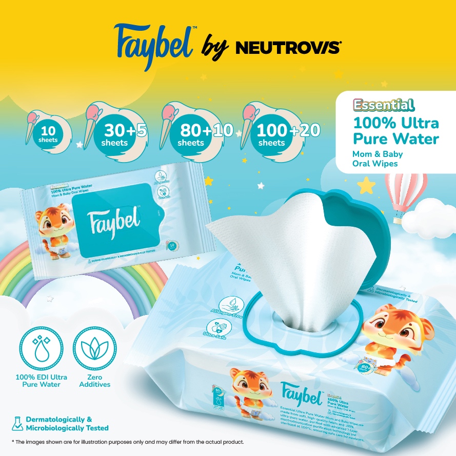 Faybel by Neutrovis Mom & Baby Essential Oral Wipes (100% Ultra Pure ...