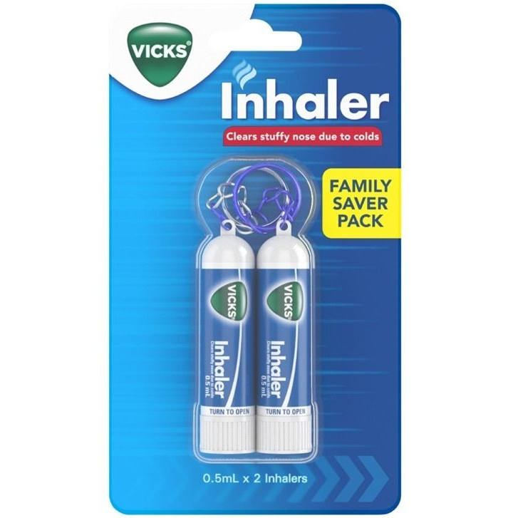 VICKS Twin Inhaler Nasal Decongestant Keychain 0.5ml x 2 Inhaler ...
