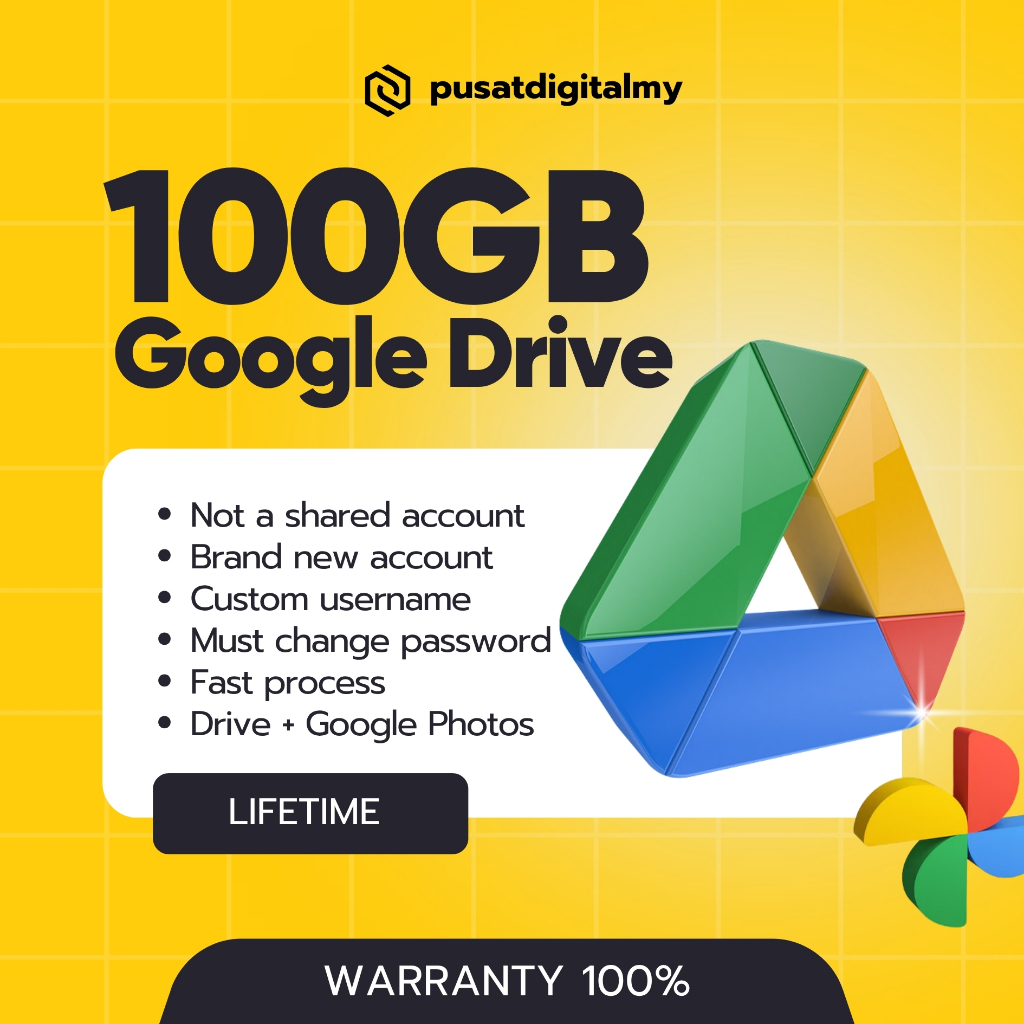 Google Drive 100GB Full Storage Lifetime Permanent Acsess | Bukan Akaun ...