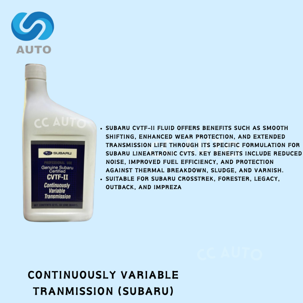 SUBARU CVT-II FLUID, Forester, Legacy, Outback, Impreza, and XV ...