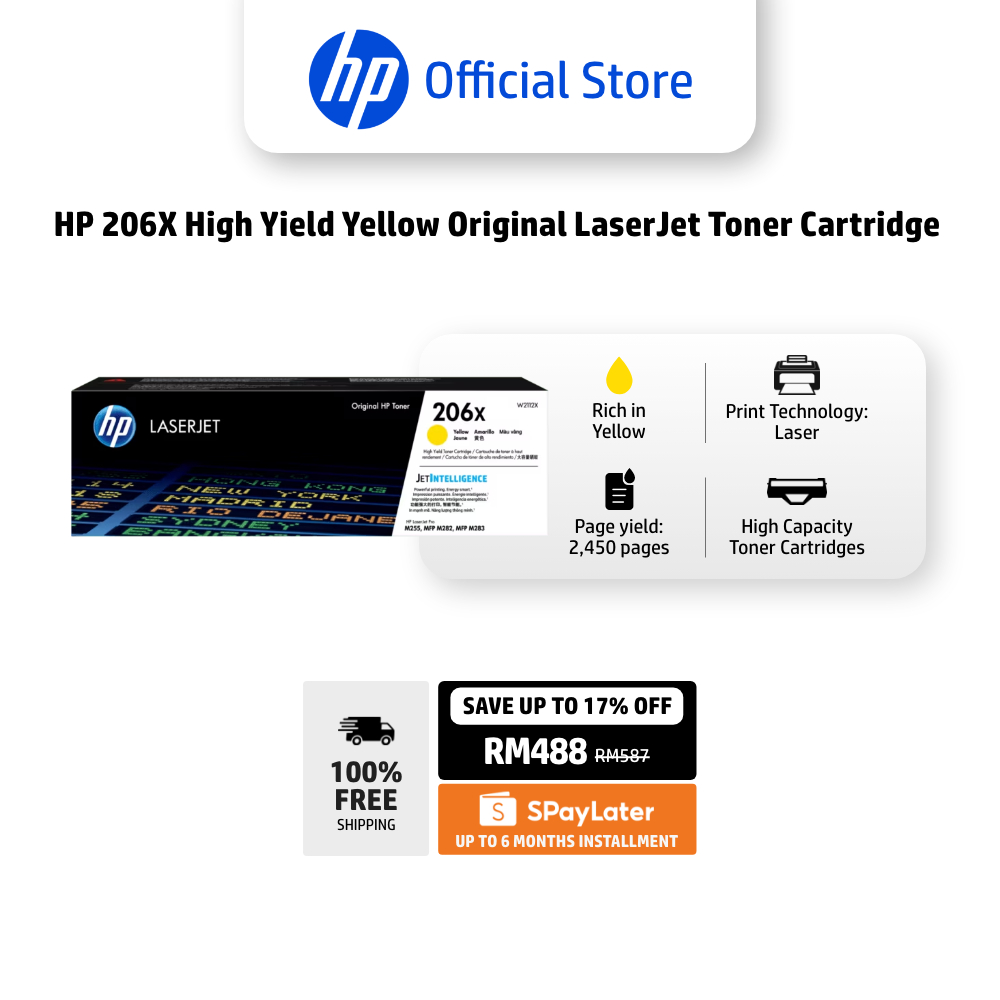 HP 206X High Yield Yellow Original LaserJet Toner Cartridge | Laser ...
