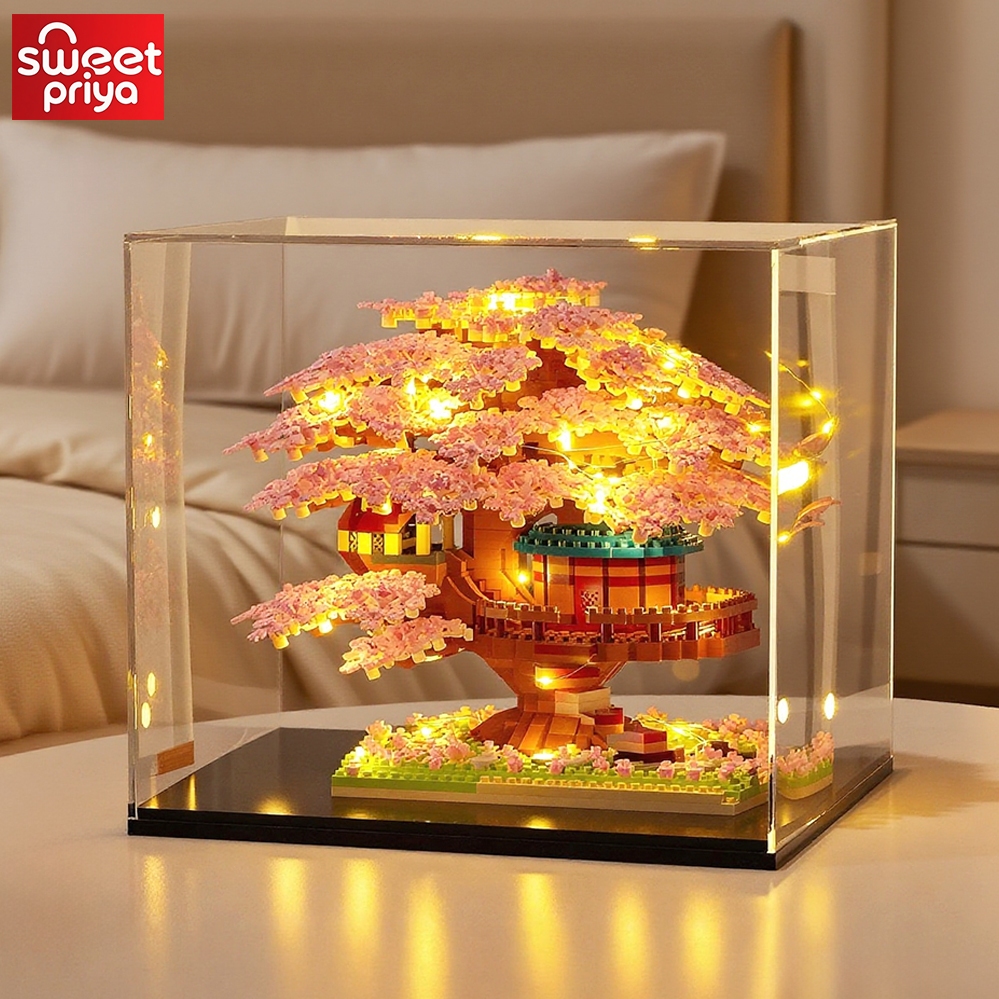 Building Blocks Cherry Blossom Tree With Warm Lights DIY Mainan Hadiah ...