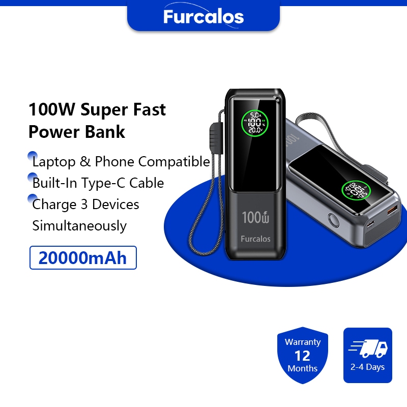 Furcalos 100W Super Fast Power Bank for iPhone/Macbook/Android//Laptop ...